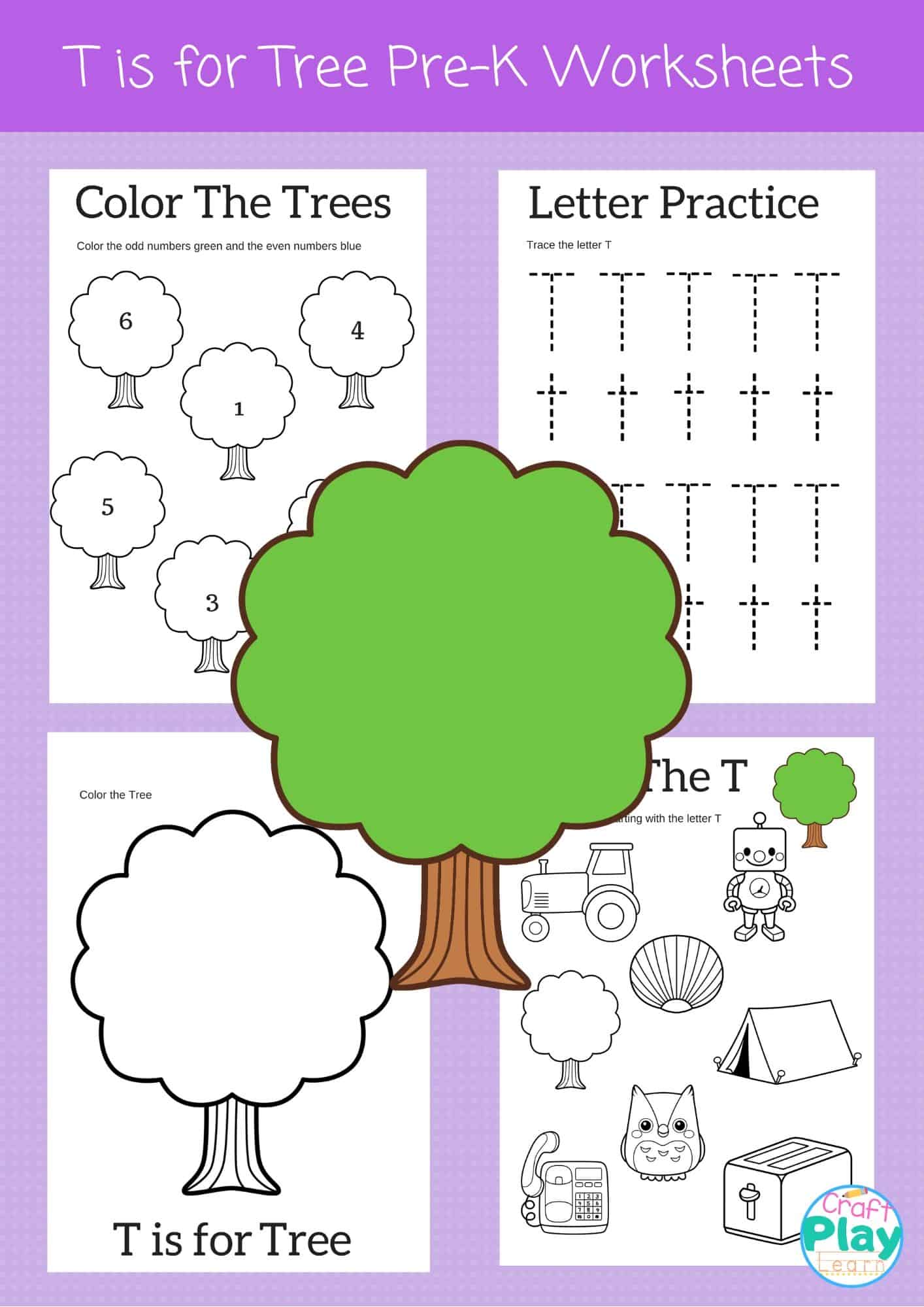 Letter T Worksheets For Preschool Kids Craft Play Learn