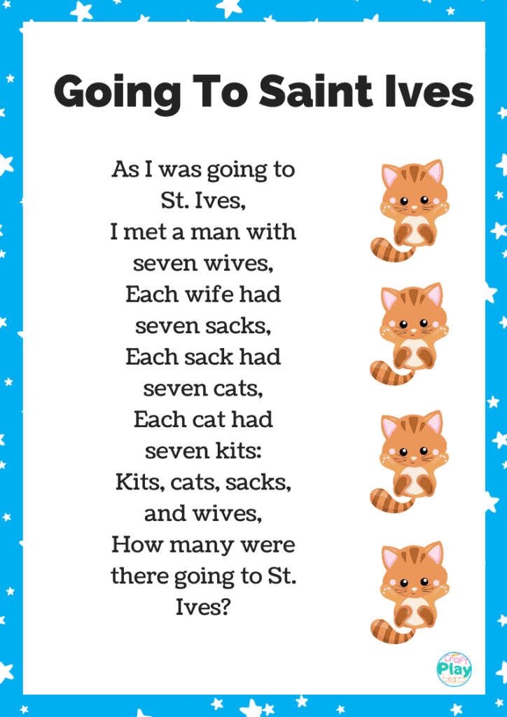 Going To Saint Ives Printable + Activity Ideas - Craft Play Learn