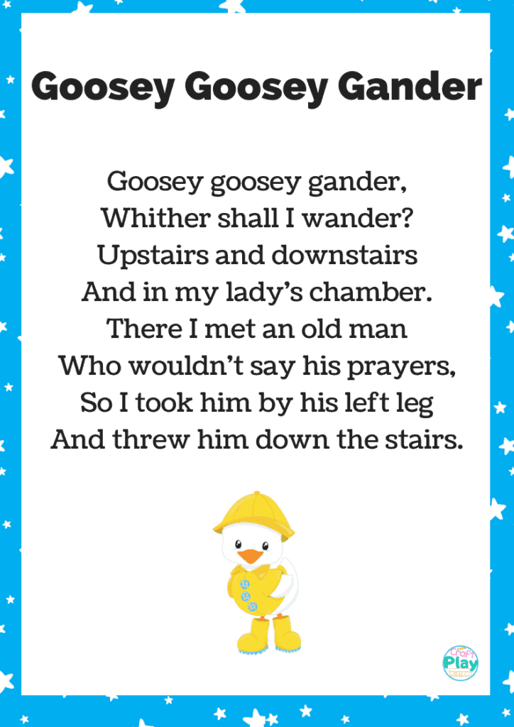 Goosey Goosey Gander Printable & Activity Ideas - Craft Play Learn