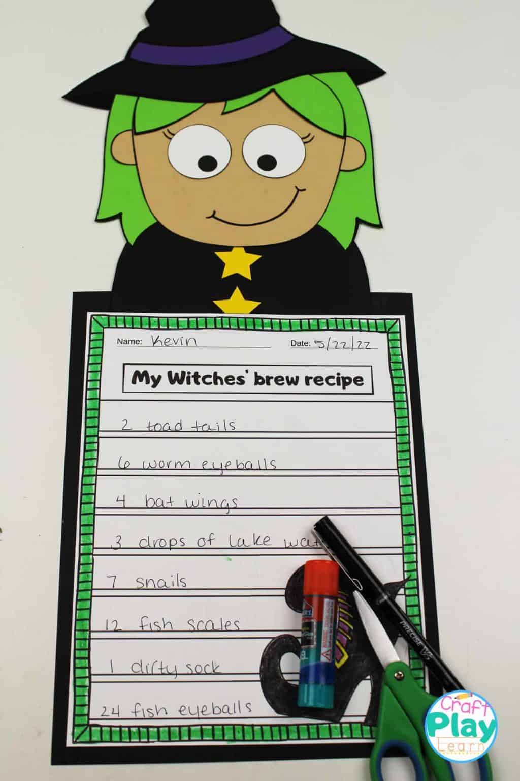 Halloween Witch Craft And Writing Prompts Activity - Craft Play Learn