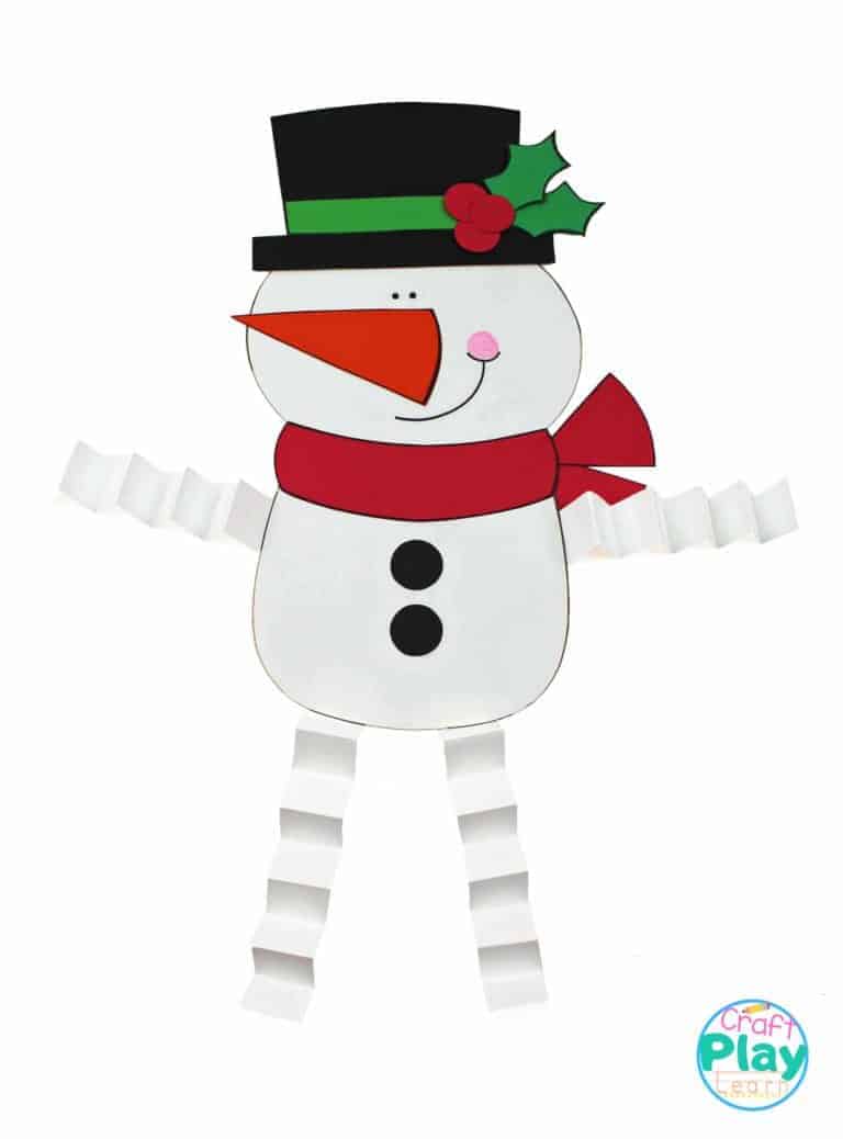 Easy Snowman Paper Craft Preschool Kids Will Love - Craft Play Learn