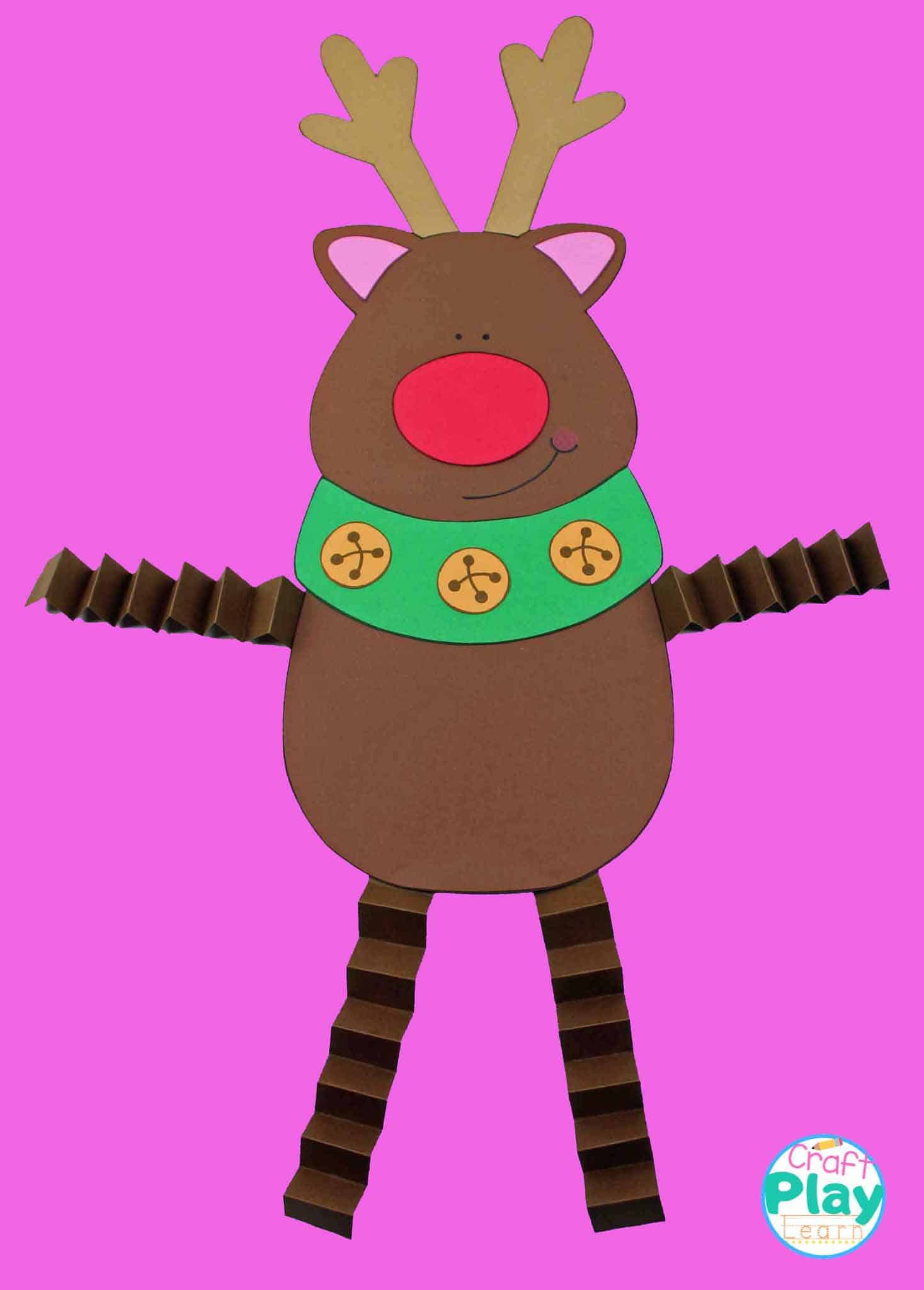 Easy Preschool Paper Rudolf Craft for Kids - Craft Play Learn