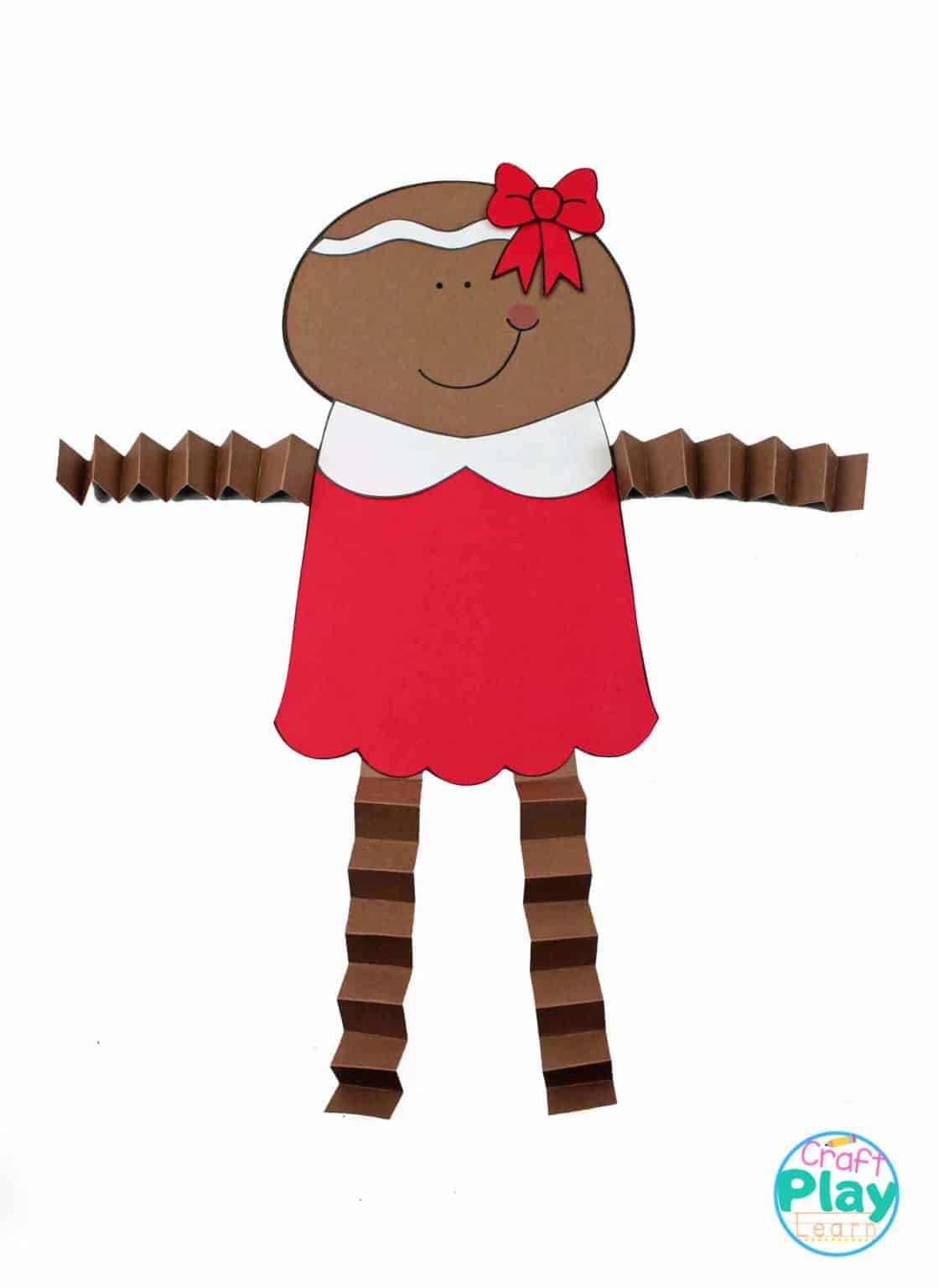 Paper Gingerbread Girl Craft With Accordion Legs - Craft Play Learn
