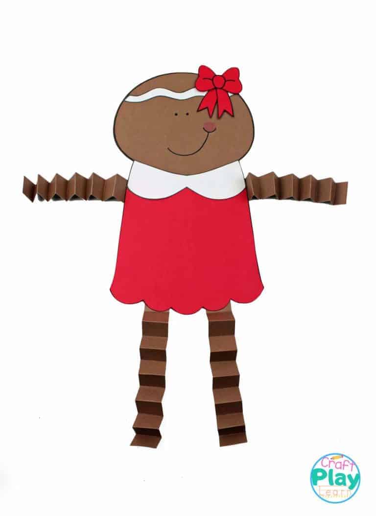 Paper Gingerbread Girl Craft With Accordion Legs - Craft Play Learn