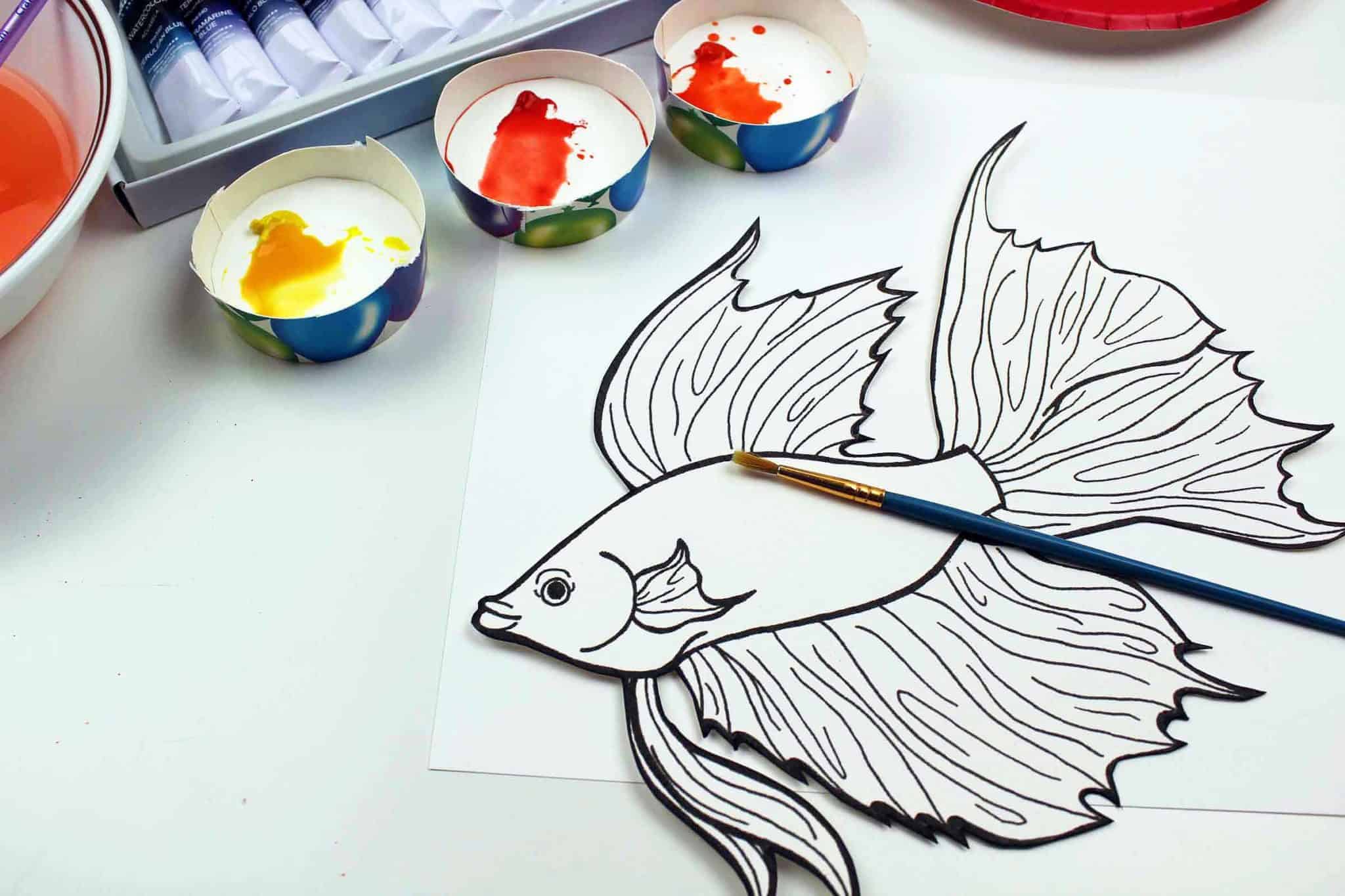 Betta Fish Art Project - Watercolor Fish Painting - Craft Play Learn
