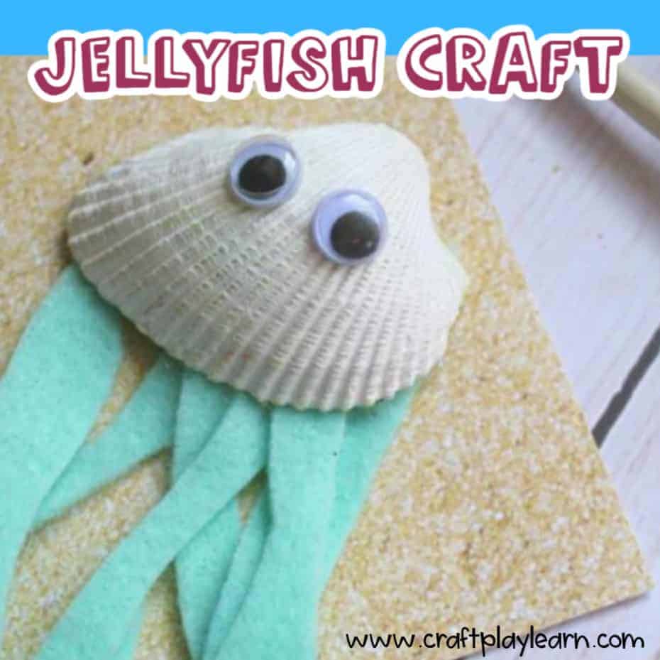 DIY Seashell Jellyfish Craft Craft for kids - Craft Play Learn