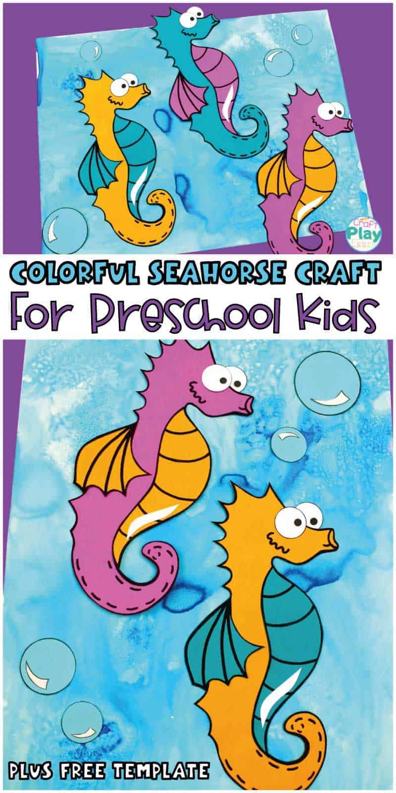 Colorful Seahorse Craft For Preschool Kids - Craft Play Learn