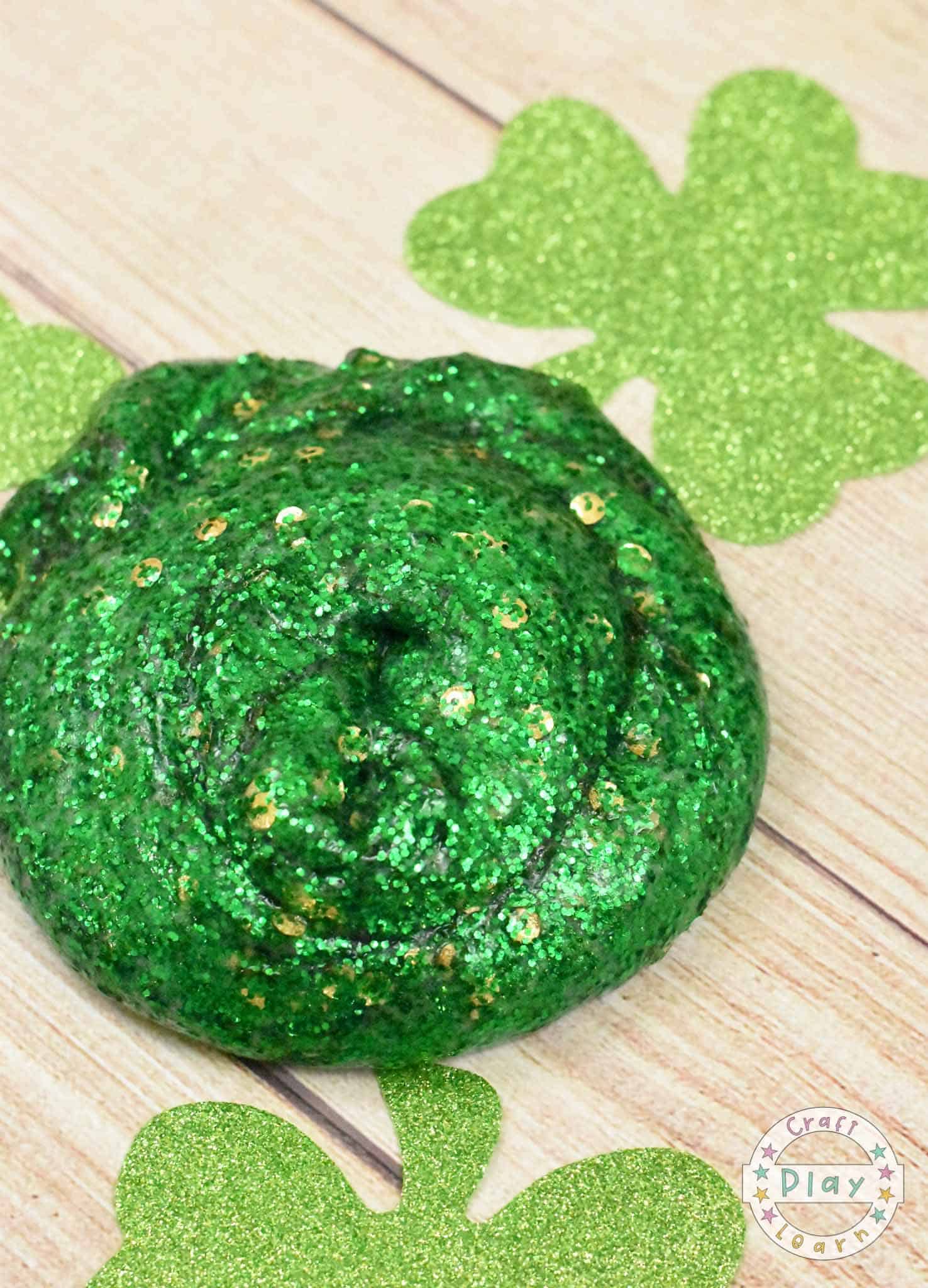 Saint Patricks Day Green Slime Recipe - Craft Play Learn