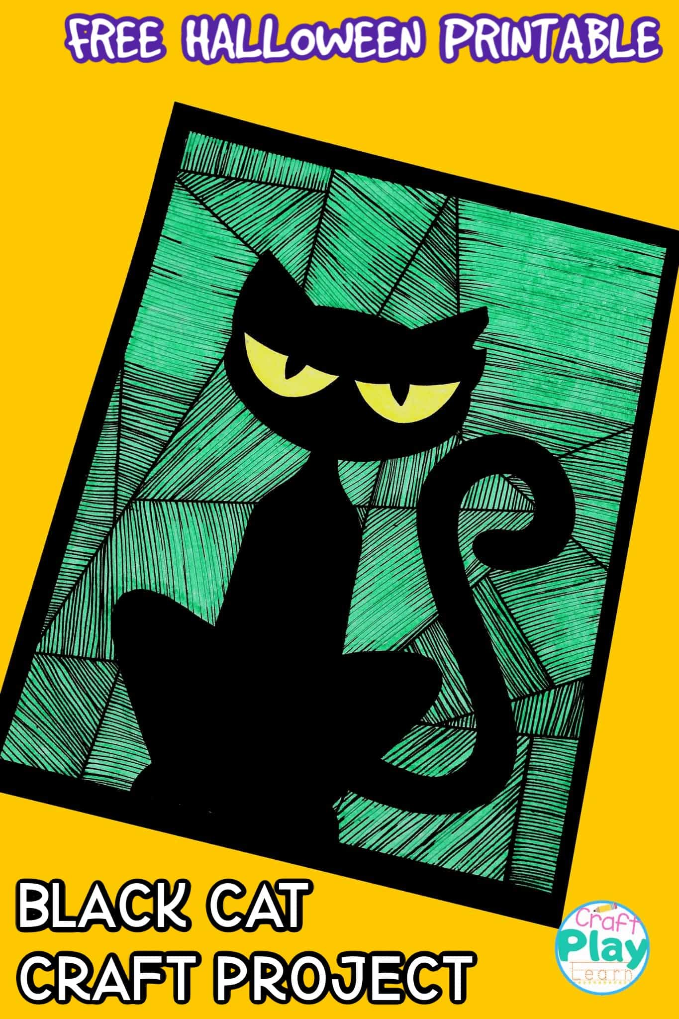 Halloween Black Cat Line Study - Craft Play Learn