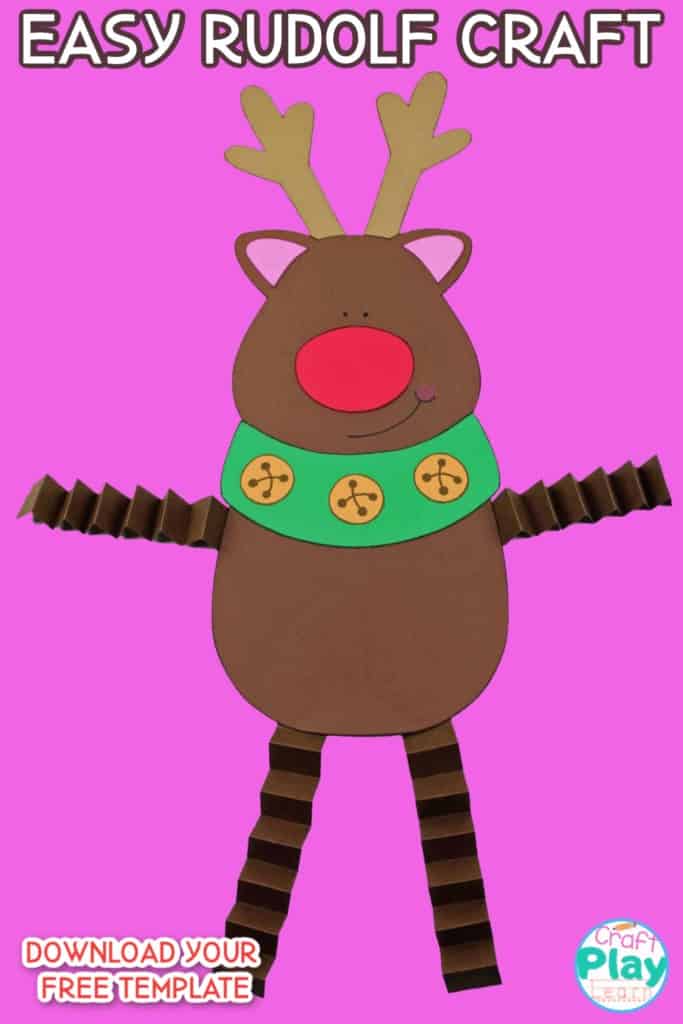 Easy Preschool Paper Rudolf Craft for Kids - Craft Play Learn