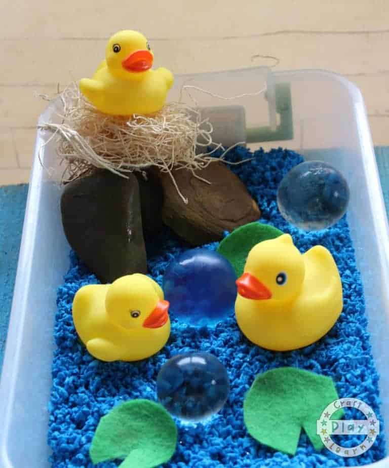 5 Little Ducks Spring Sensory Bin - Craft Play Learn