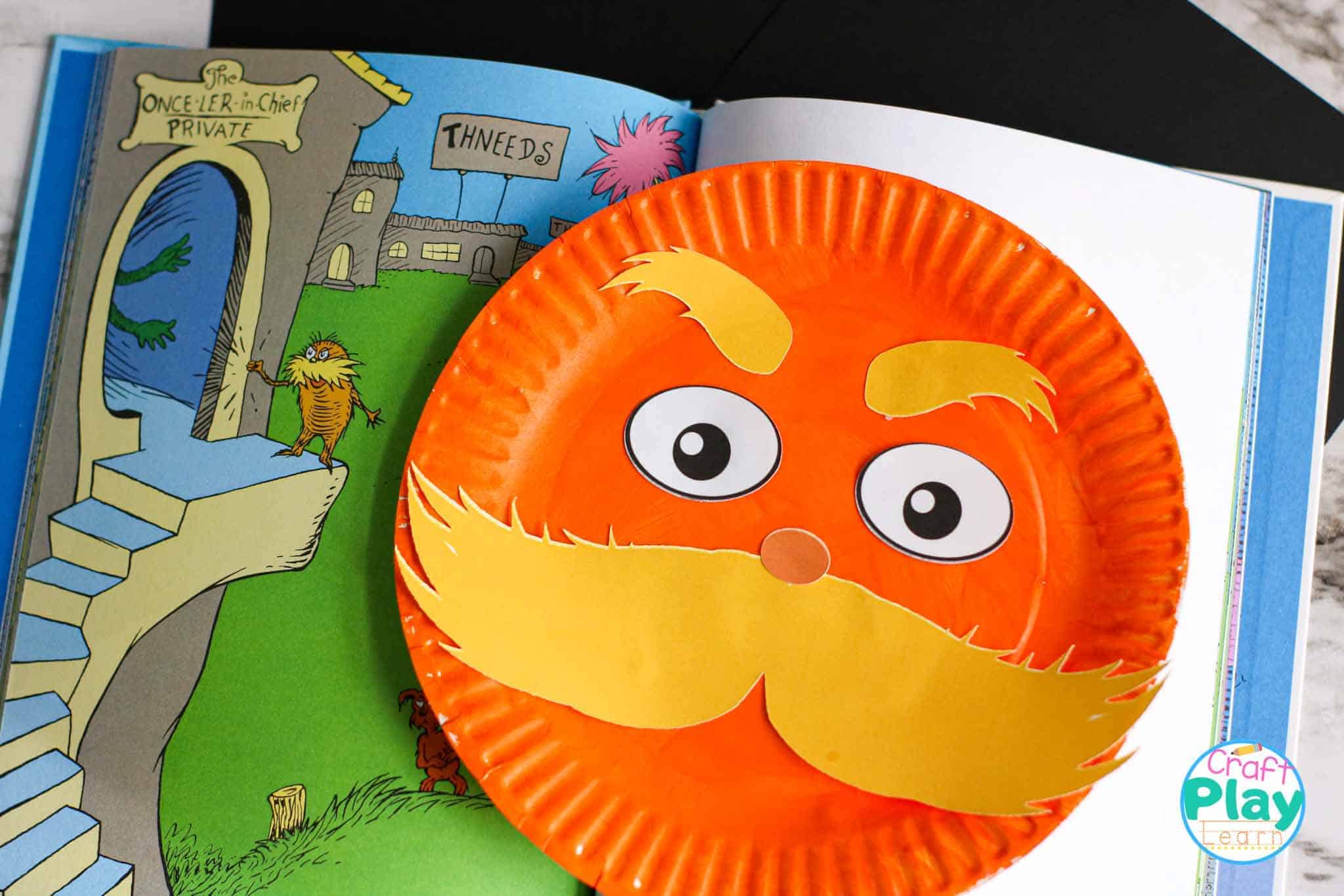 Lorax Paper Plate Craft for Dr Seuss Fans - Craft Play Learn