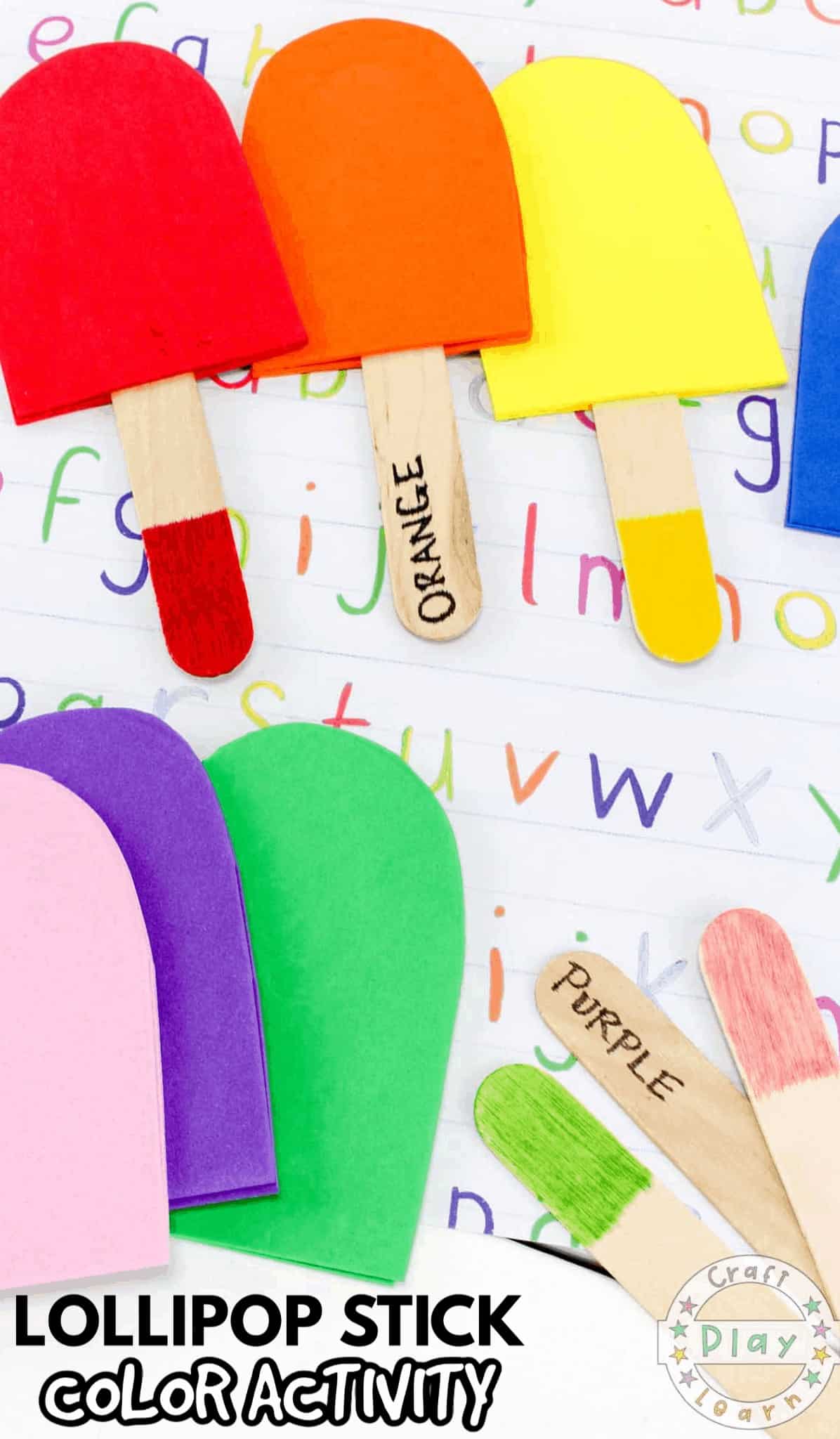 Color Matching Popsicles Craft with Color Words - Craft Play Learn