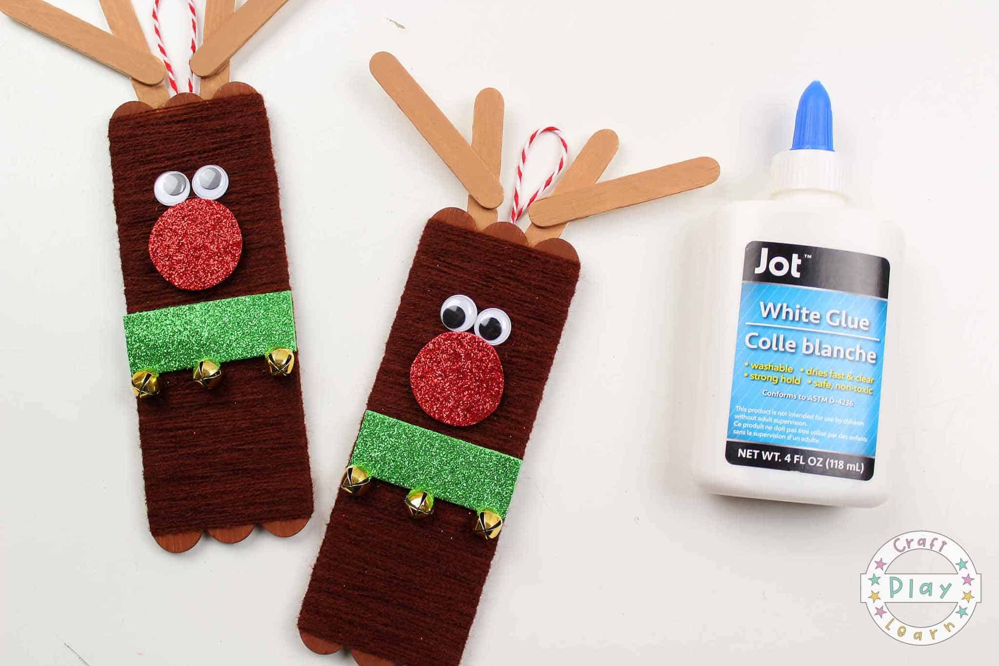 Rudolph Decorations Using Popsicle Sticks - Craft Play Learn