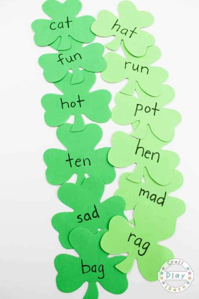 Shamrock Rhyming Words Activity Best for K-1 - Craft Play Learn