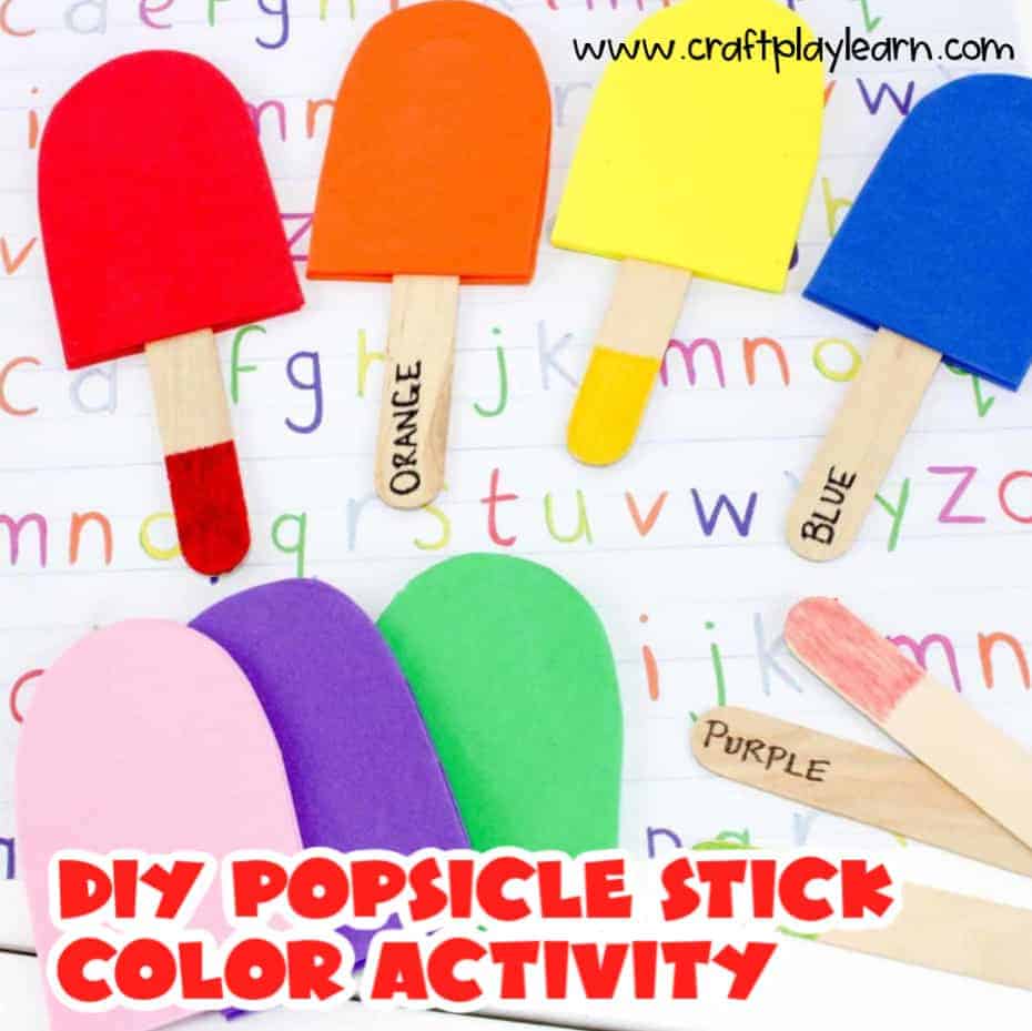 Color Matching Popsicles Craft with Color Words - Craft Play Learn