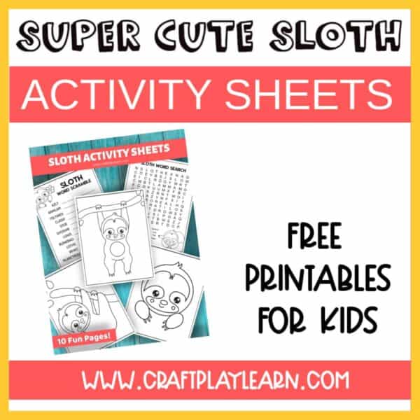 Sloth Coloring Page And Activity Pack - Craft Play Learn
