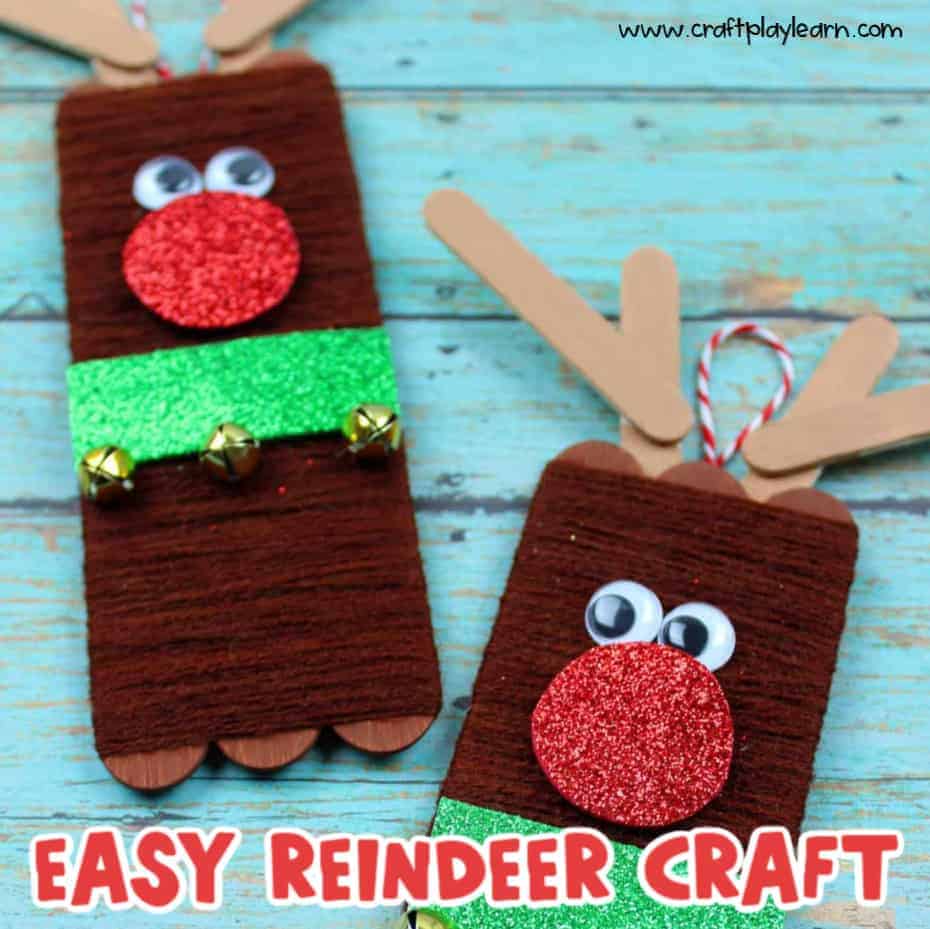 Rudolph Decorations Using Popsicle Sticks - Craft Play Learn