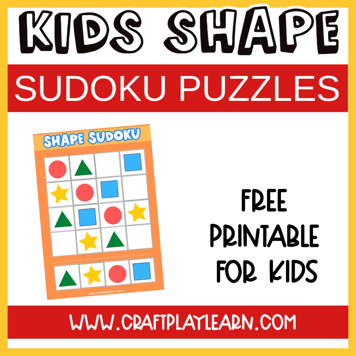 Shape Sudoku For Kids - Craft Play Learn