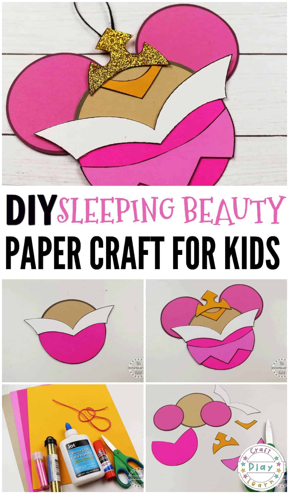 Sleeping Beauty Mickey Ears Paper Craft - Craft Play Learn