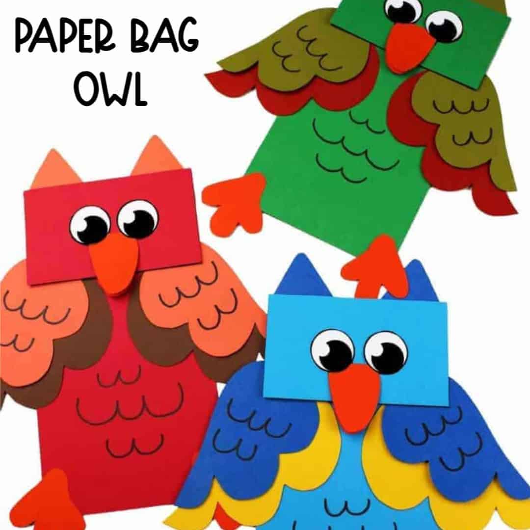 Easy Paper Bag Owl Craft And Template - Craft Play Learn
