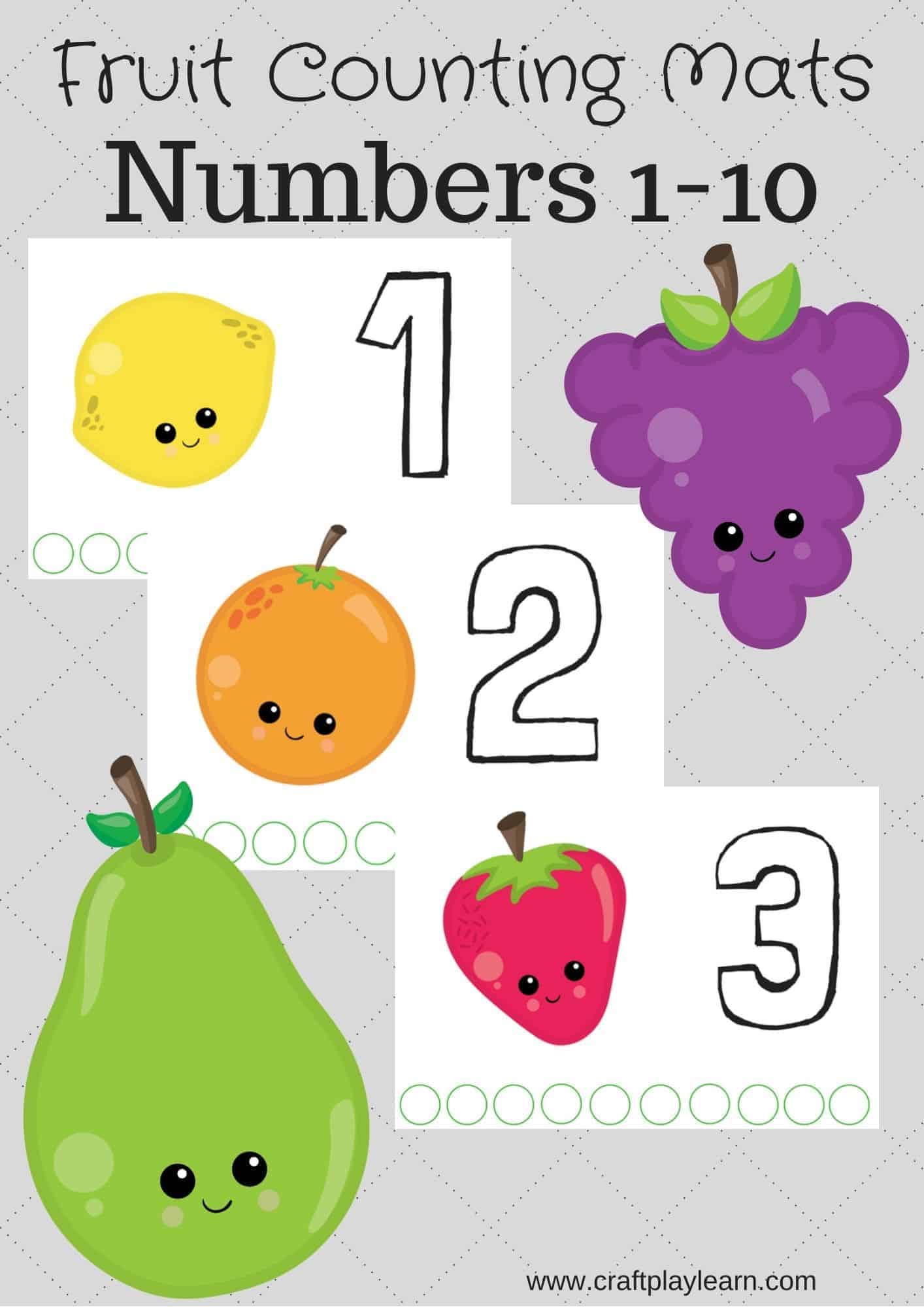 Fruit Themed Counting Cards For Preschool - Craft Play Learn