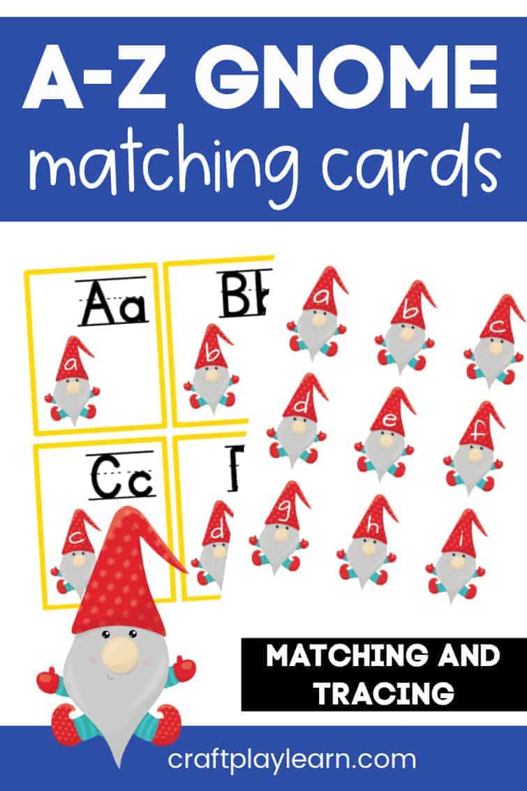 Gnome Alphabet Matching Cards For Preschool Kids - Craft Play Learn