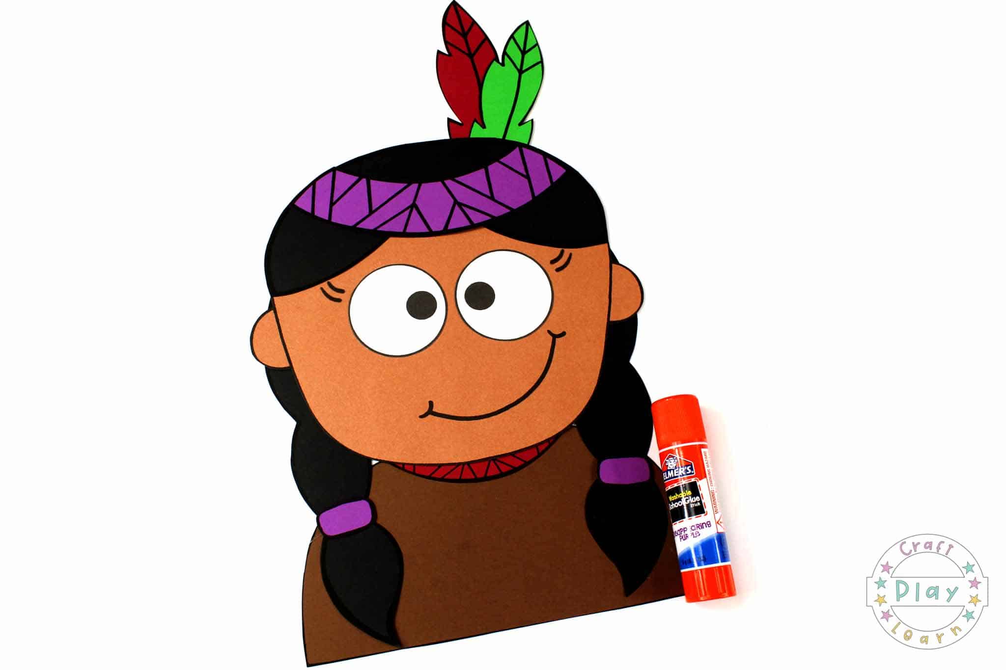 Thanksgiving Native American Girl Craft - Craft Play Learn
