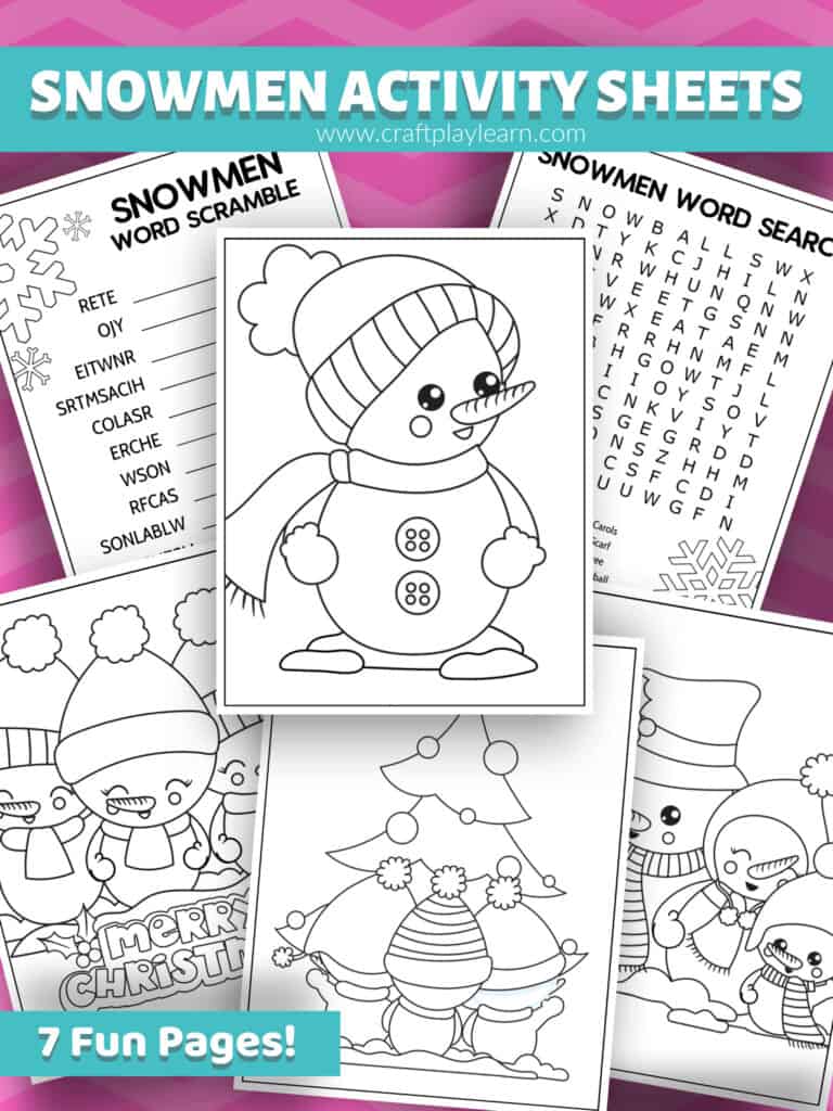 Snowmen Coloring Pages For Kids - Craft Play Learn