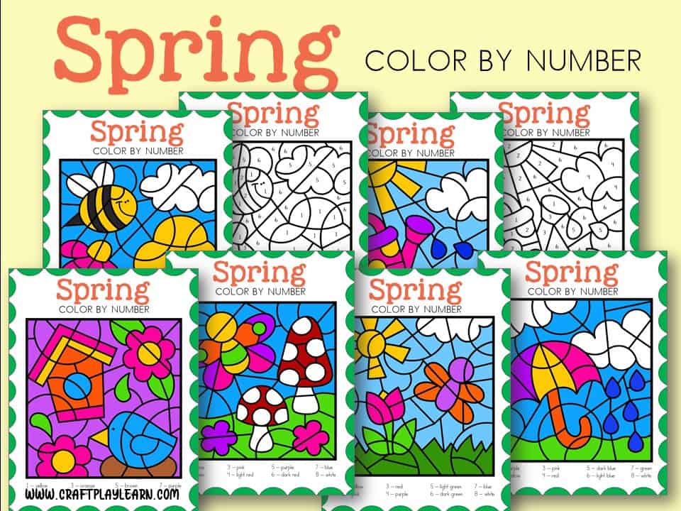 Super Fun Spring Color By Number Printables - Craft Play Learn