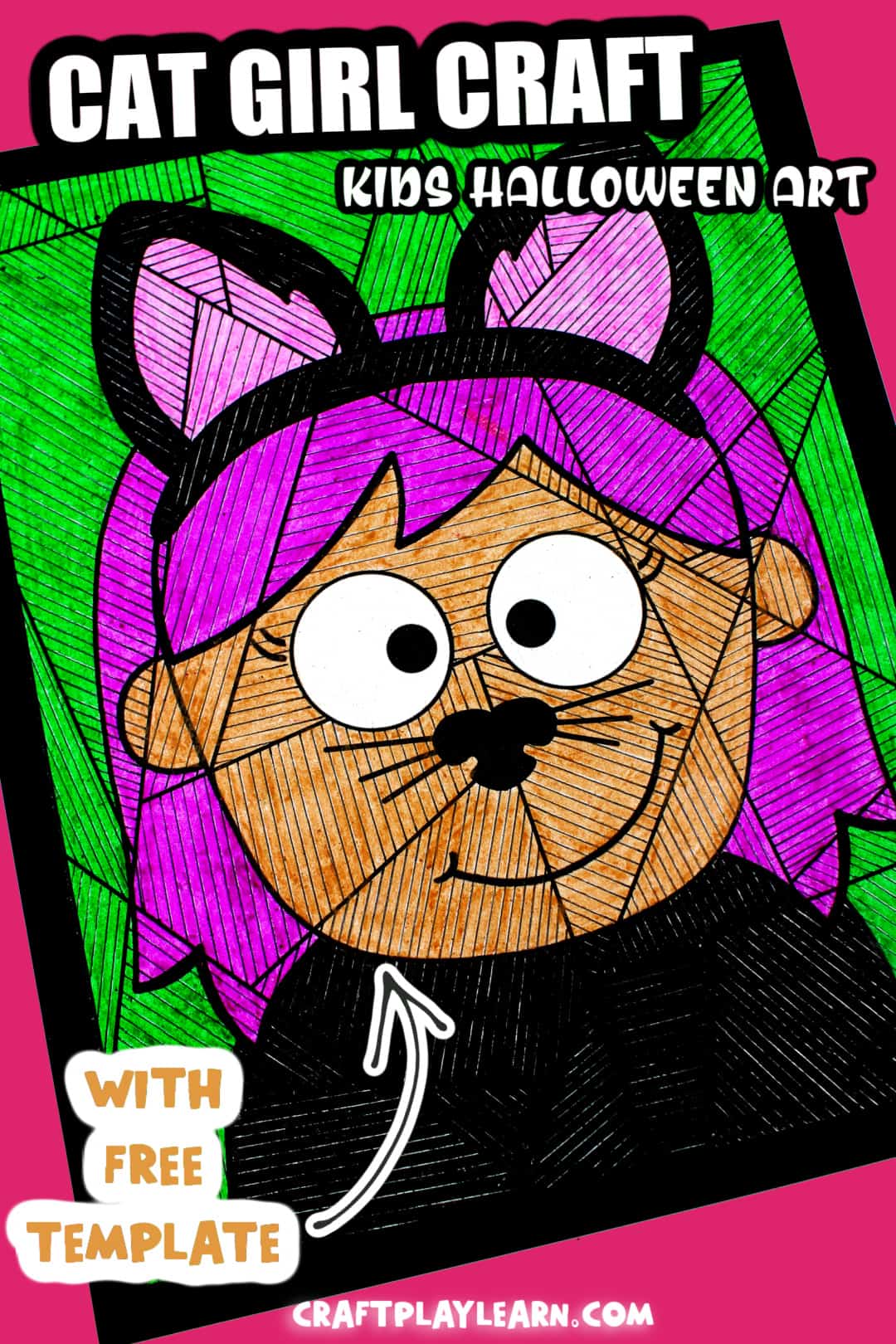 Halloween Printable Activities: Fun Cat Girl Line Study - Craft Play Learn